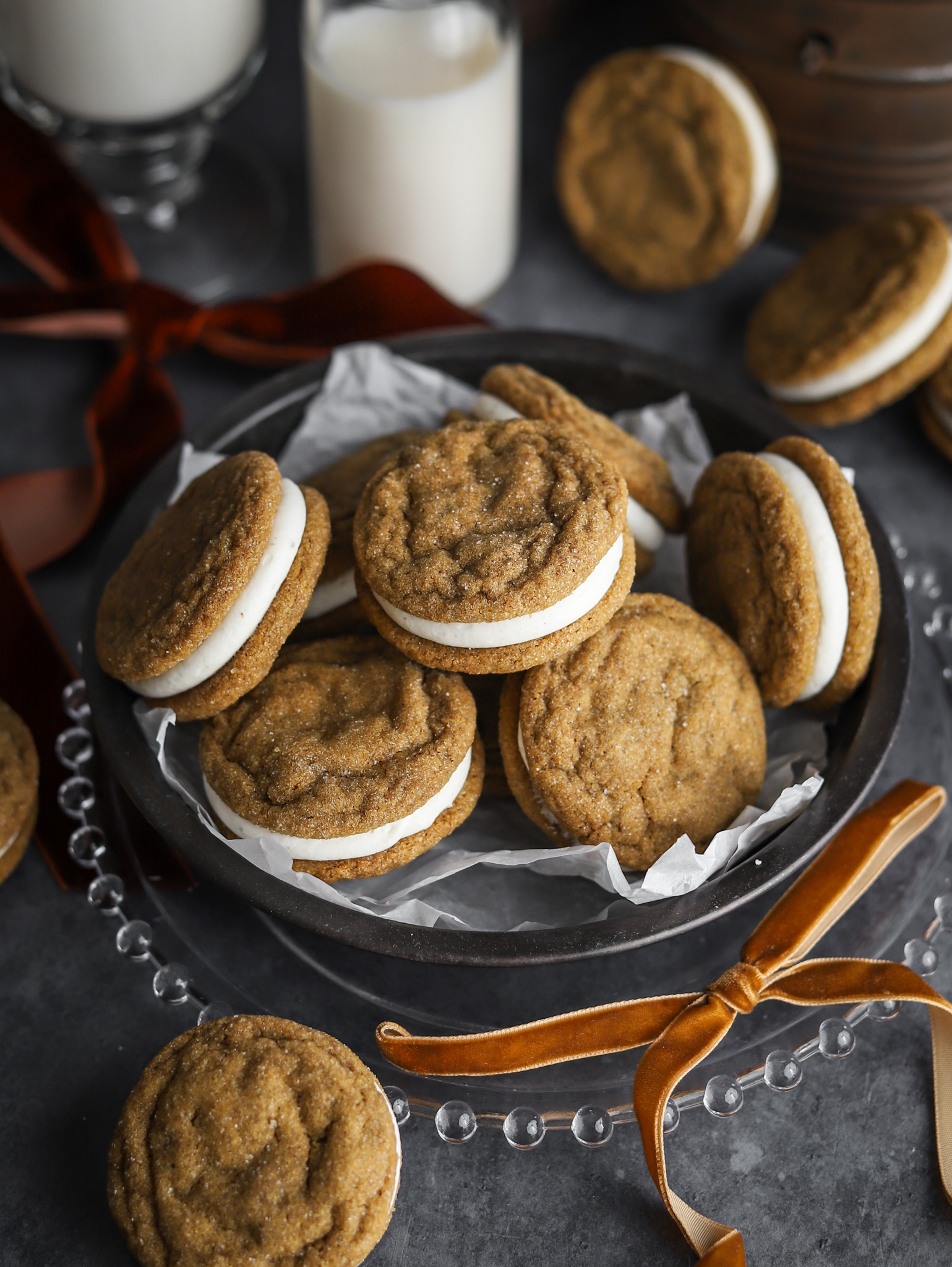 Gingerbread Sandwich Cookies with Cream Cheese Frosting | Sugared & Stirred
